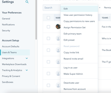 How do I manage user permissions in HubSpot?